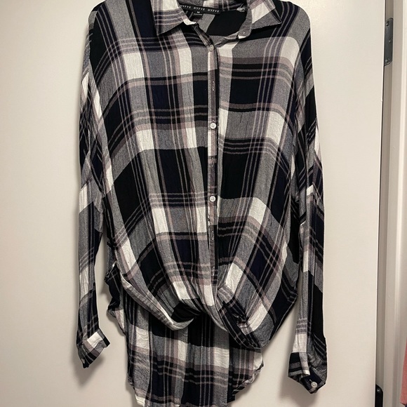 HYFVE | Tops | Hyfve Hyfve Hyfve High Low Black And White Flannel Shirt ...